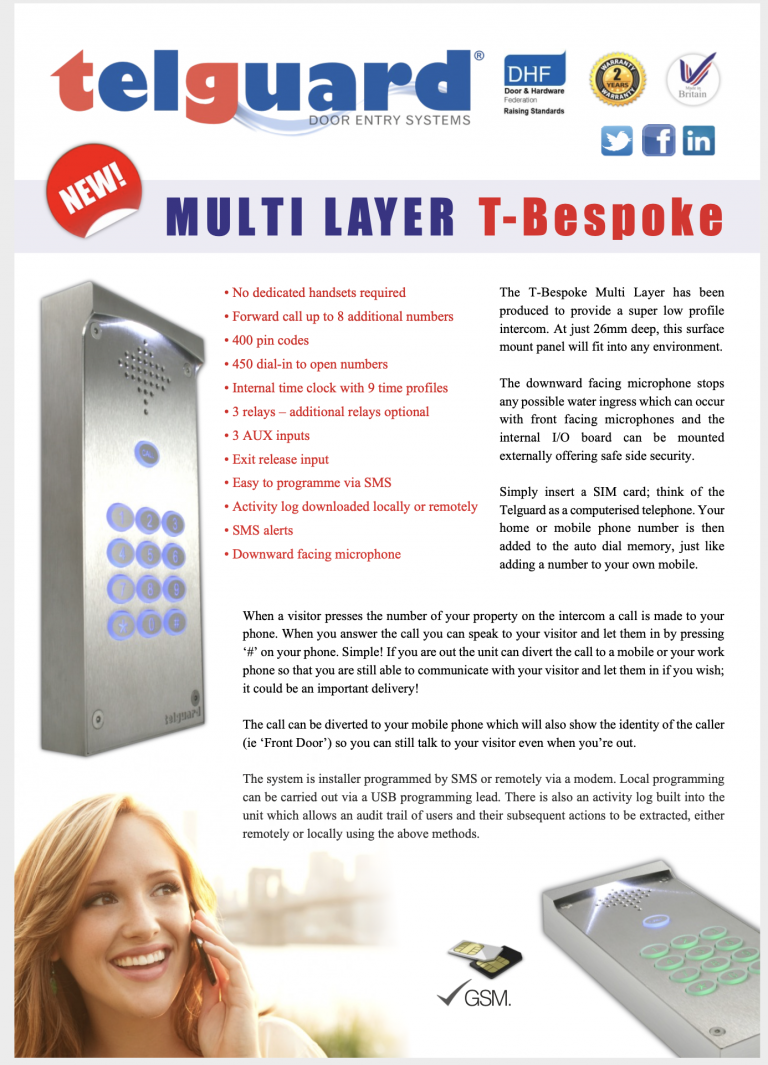 Telguard ML intercoms – South West Garage Doors